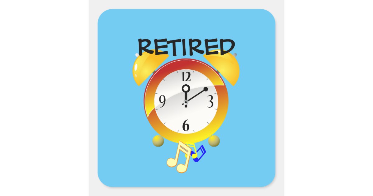 Retired Alarm Clock Square Sticker | Zazzle