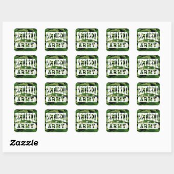 Retired Army Square Sticker | Zazzle