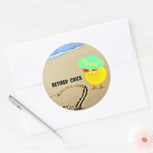 Retired Chick at the Beach Classic Round Sticker | Zazzle