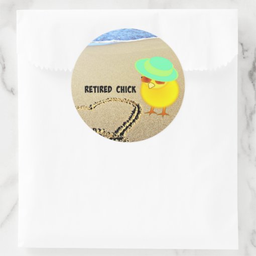 Retired Chick at the Beach Classic Round Sticker | Zazzle
