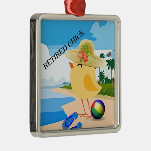 RETIRED CHICK: Chick at the Beach Metal Ornament | Zazzle