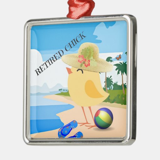 RETIRED CHICK: Chick at the Beach Metal Ornament | Zazzle