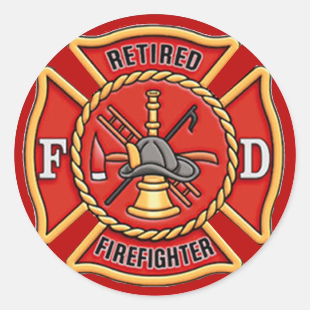 Retired Firefighter Classic Round Sticker | Zazzle
