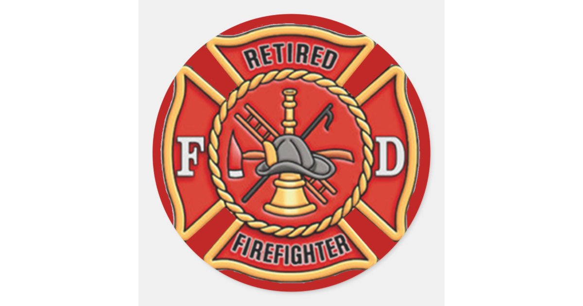 Retired Firefighter Classic Round Sticker | Zazzle