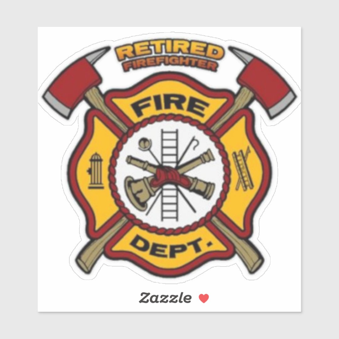 RETIRED FIREFIGHTER STICKER | Zazzle