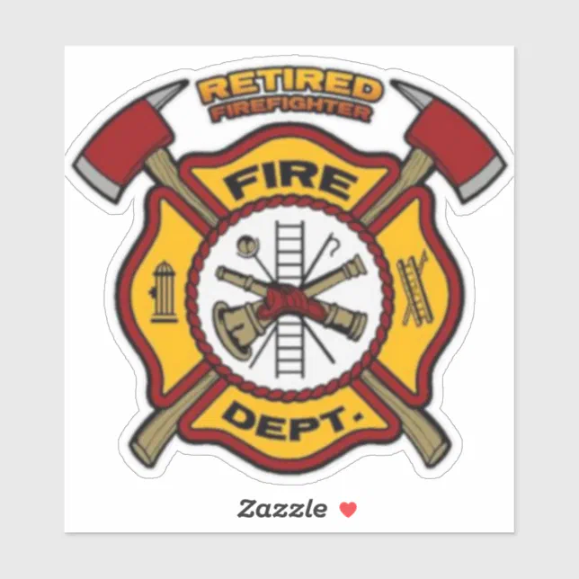 RETIRED FIREFIGHTER STICKER | Zazzle