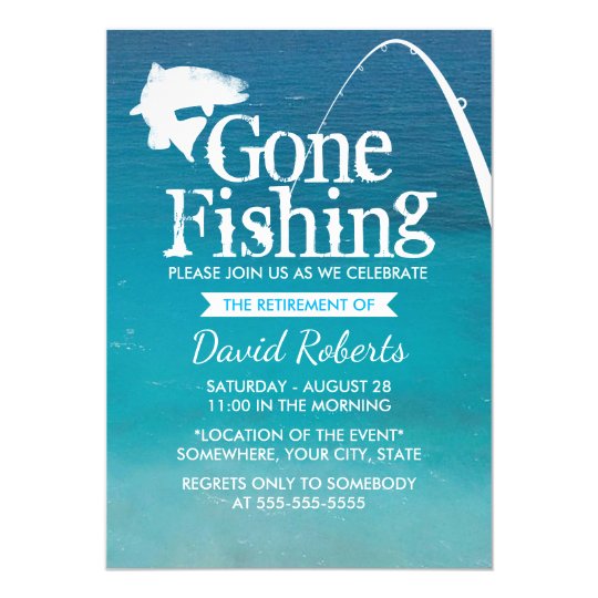 Retired Gone Fishing Retirement Party Invitation | Zazzle.com