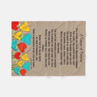 Retired Nurse Poem Fleece Blanket Brown | Zazzle