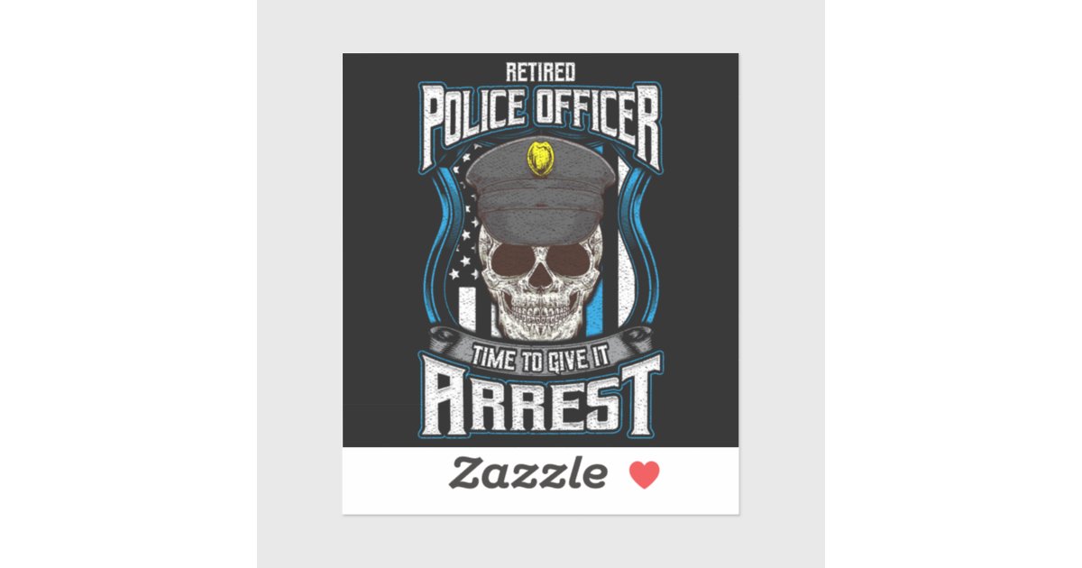 Retired Police Officer Blue Line Retirement Cop Sticker | Zazzle