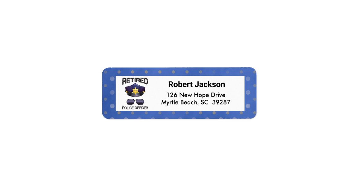 Retired Police Officer Return Address Label | Zazzle