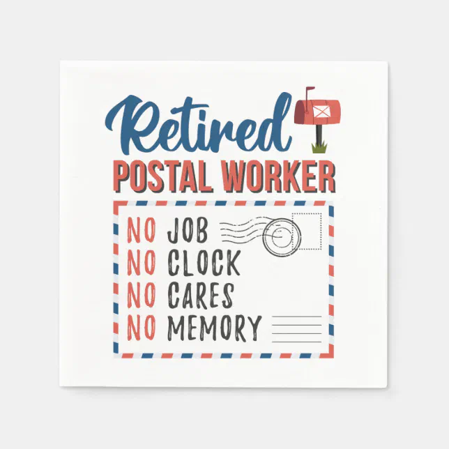 Retired Postal Worker Letter Carrier Retirement Napkins | Zazzle