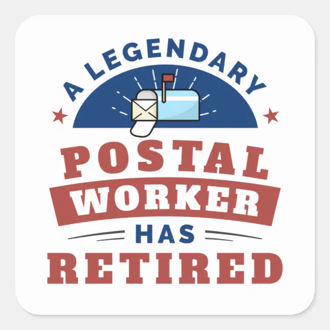 Retired Postal Worker Mailman Retirement Keepsake Square Sticker | Zazzle