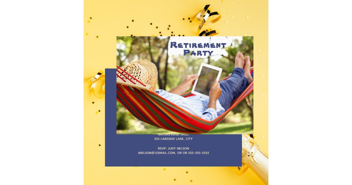 Retired Relaxing Hammock Party Invitation | Zazzle