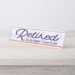 Retired Retirement New Management Purple Marble Desk Name Plate | Zazzle