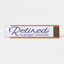 Retired Retirement New Management Purple Marble Desk Name Plate | Zazzle