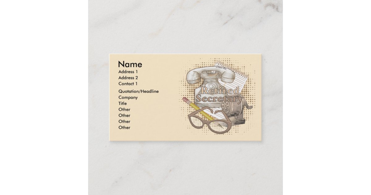 Retired Secretary Business Card | Zazzle
