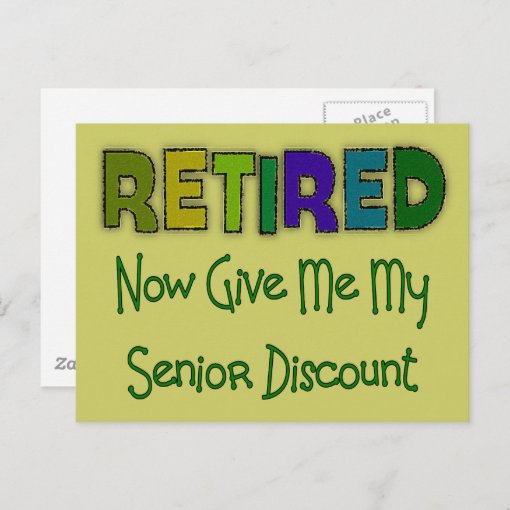 Retired SENIOR DISCOUNT Postcard | Zazzle
