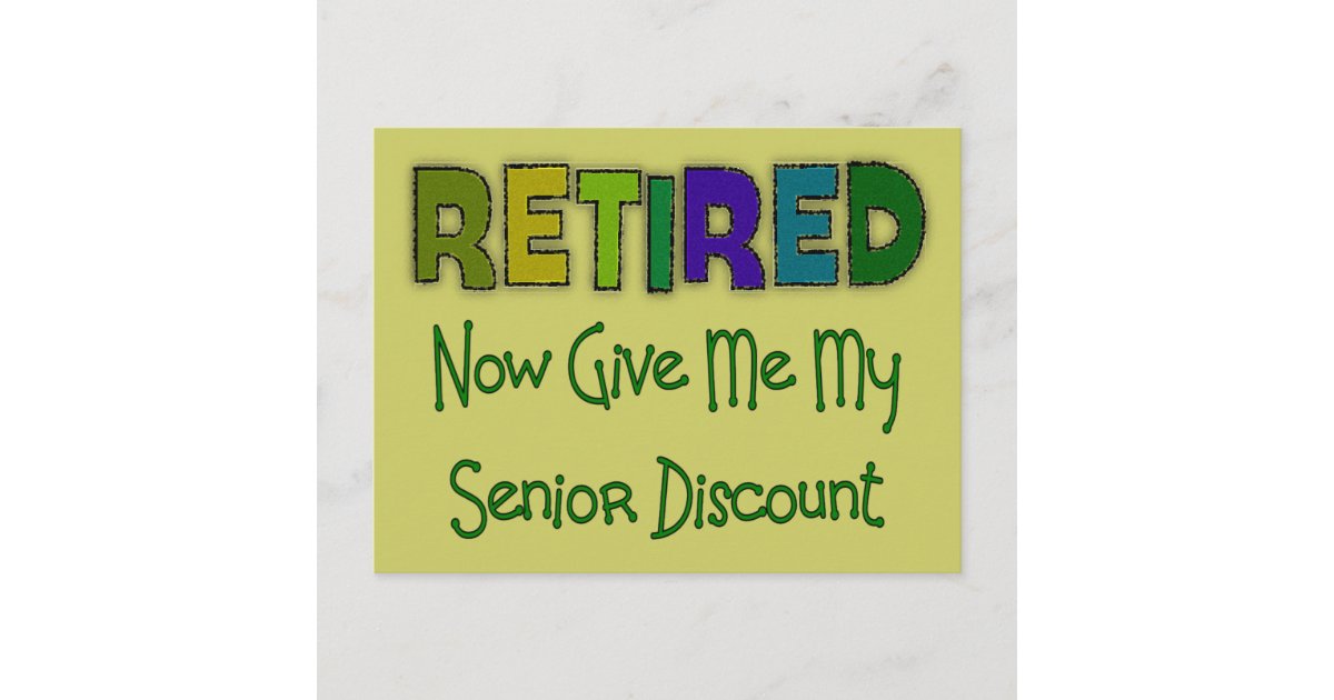 Retired SENIOR DISCOUNT Postcard | Zazzle