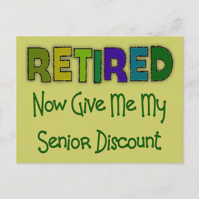 Retired SENIOR DISCOUNT Postcard | Zazzle