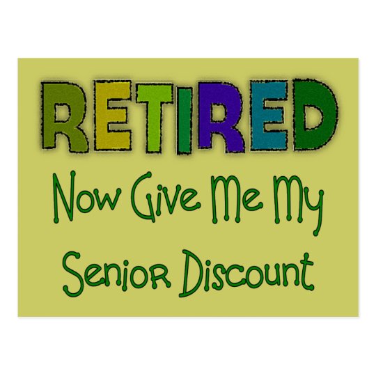 Retired SENIOR DISCOUNT Postcard | Zazzle.com