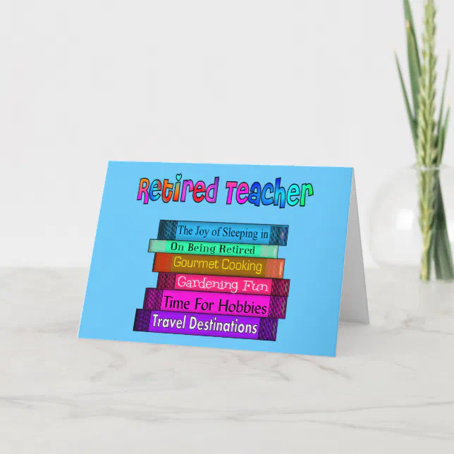 Retired Teacher Gifts Stack of Books Design Card | Zazzle