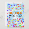 Retired Woo Hoo Confetti Party Blue Sky Invitation | Zazzle