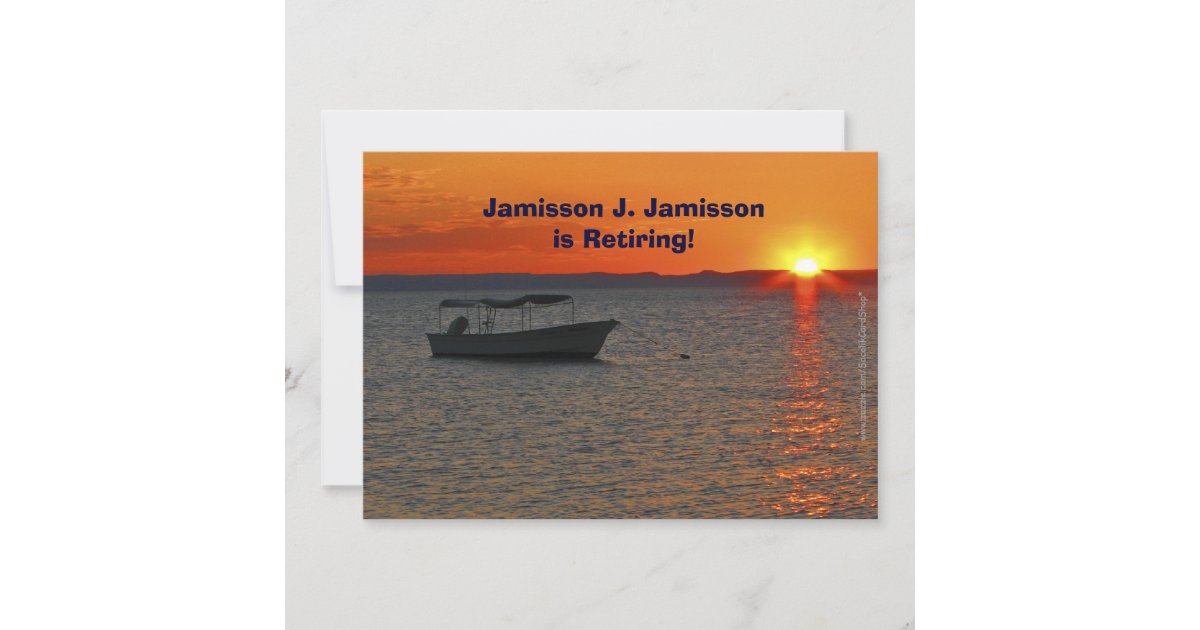 Retirement Announcement Fishing Boat at Sunset | Zazzle