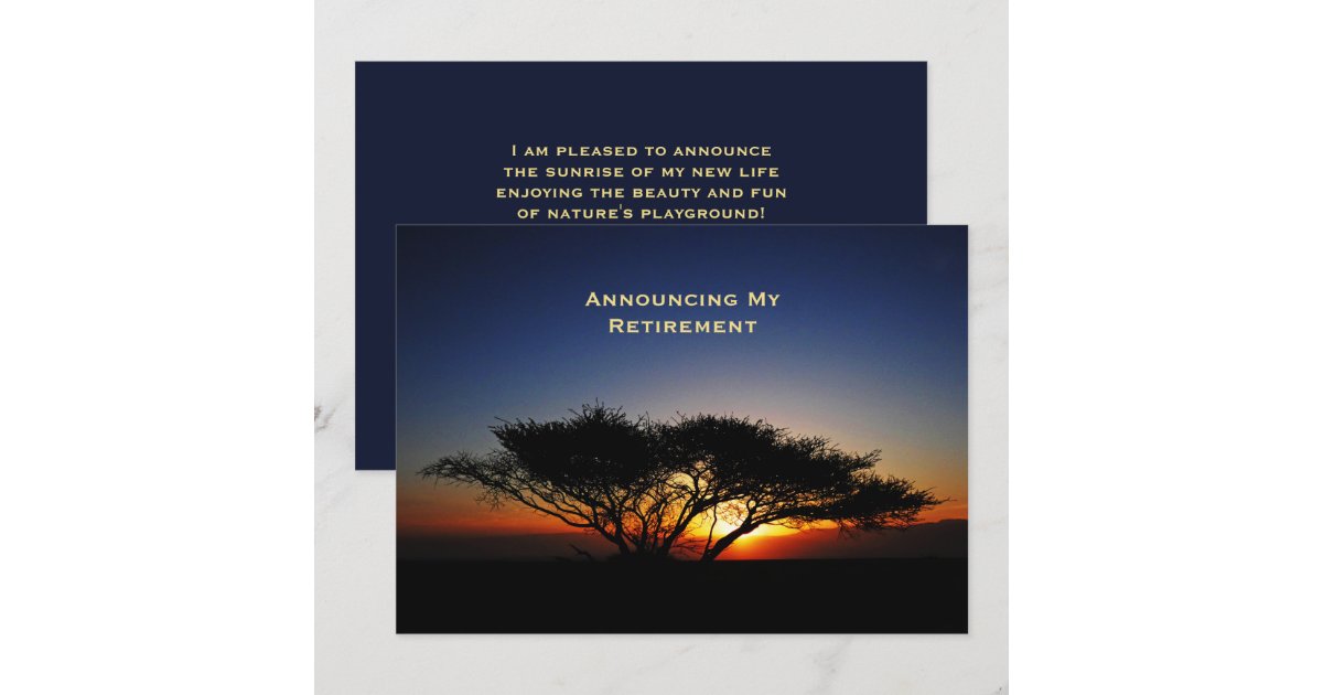 Retirement Announcement Lone Tree at Sunrise | Zazzle