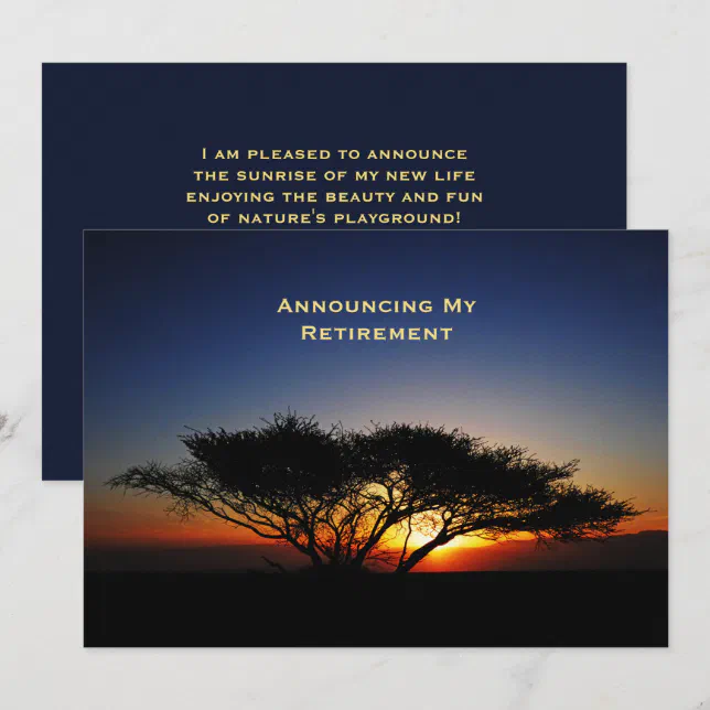 Retirement Announcement Lone Tree at Sunrise | Zazzle