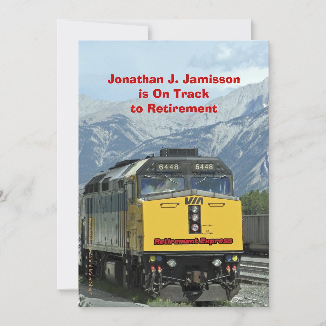 Retirement Announcement, Yellow Train Railroad Announcement | Zazzle