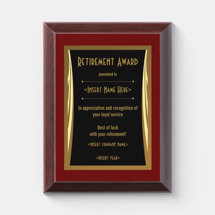 Retirement Award Plaque | Zazzle