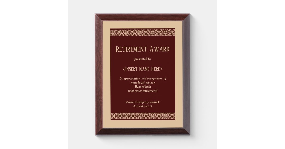 Retirement Award Plaque | Zazzle