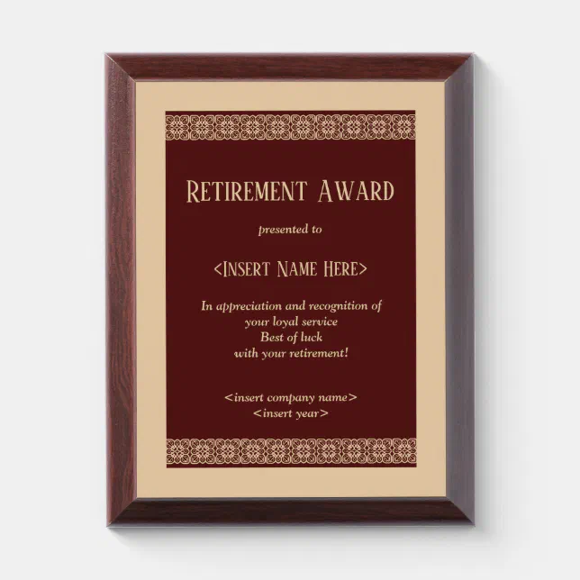 Retirement Award Plaque | Zazzle