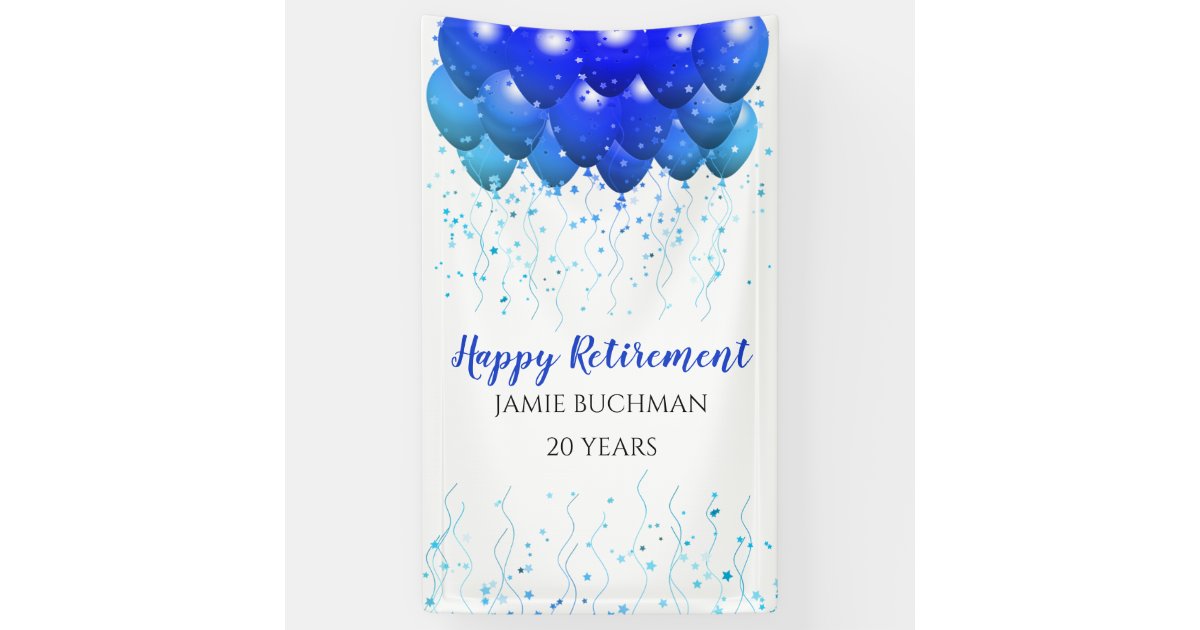 Retirement Balloons Star Confetti Banner | Zazzle