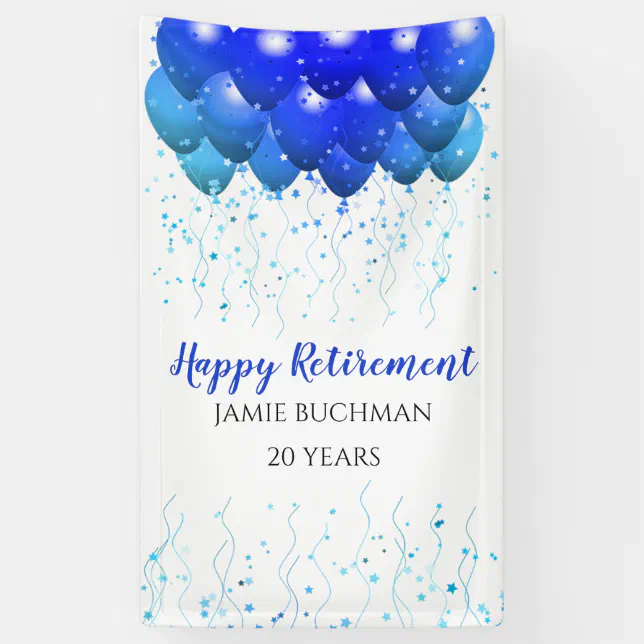 Retirement Balloons Star Confetti Banner | Zazzle