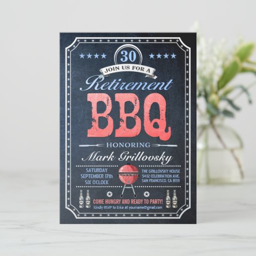 Retirement BBQ Invitations | Chalkboard | Zazzle