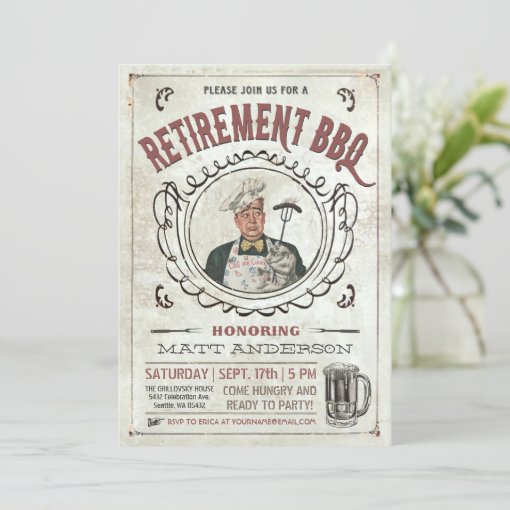 Retirement BBQ Invitations v.3 | Zazzle