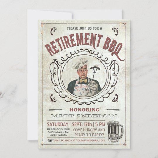Retirement BBQ Invitations v.3 | Zazzle.com