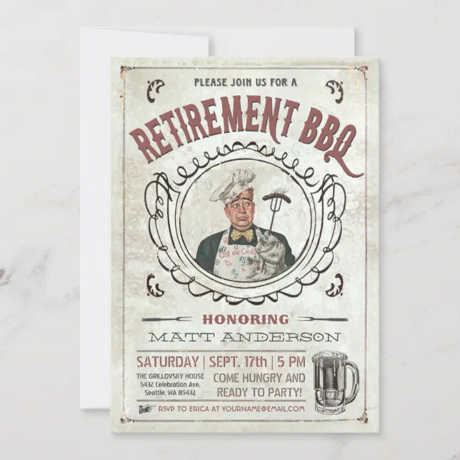 Retirement BBQ Invitations v.3 | Zazzle