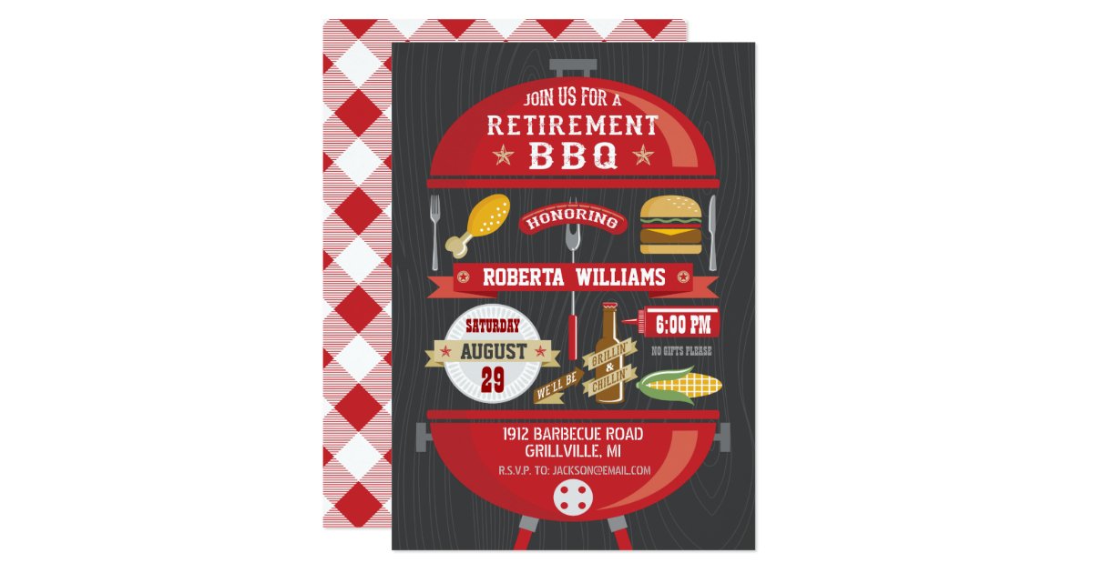 Retirement BBQ Party Invitation | Zazzle.com