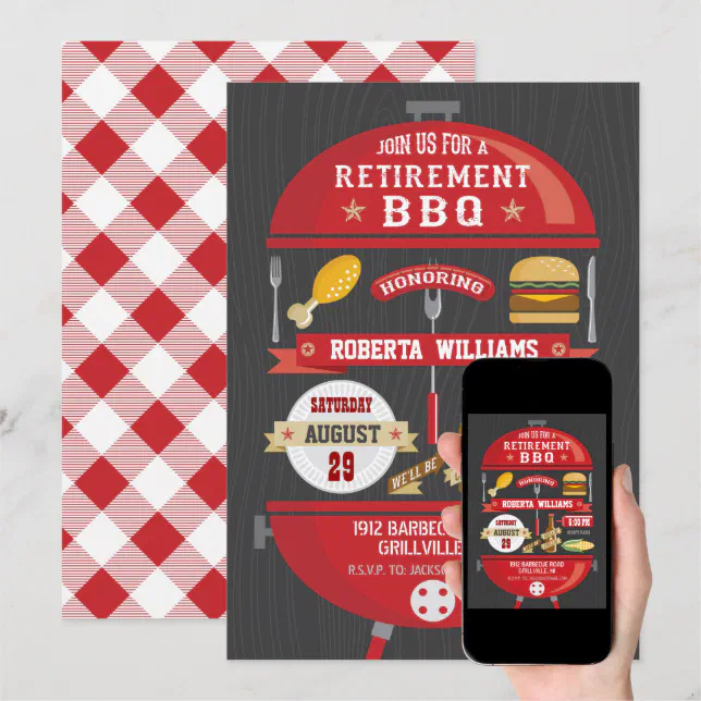 Retirement BBQ Party Invitation | Zazzle