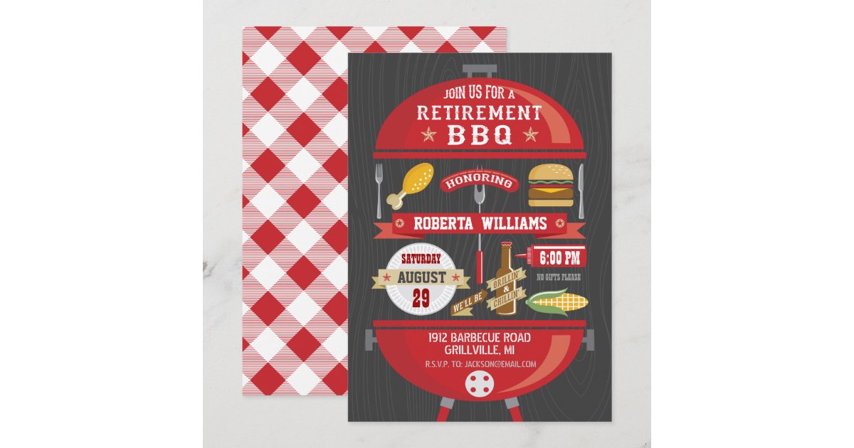 Retirement BBQ Party Invitation | Zazzle