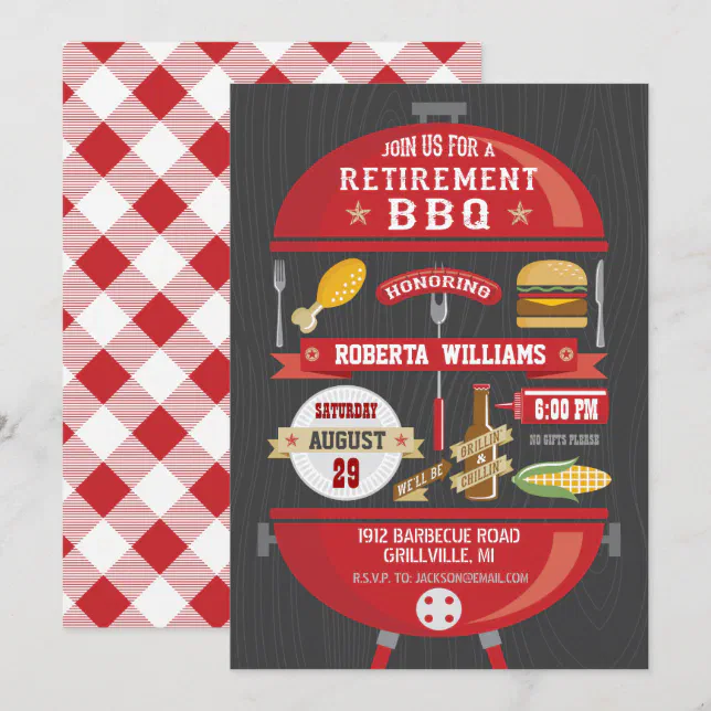 Retirement BBQ Party Invitation | Zazzle