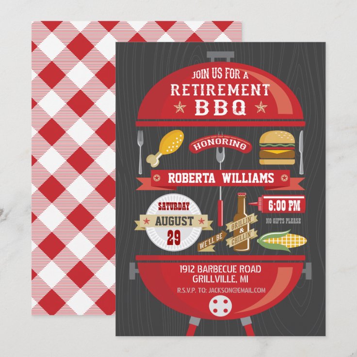Retirement BBQ Party Invitation | Zazzle