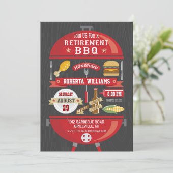 Retirement BBQ Party Invitation | Zazzle