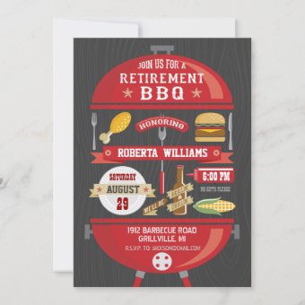 Retirement BBQ Party Invitation | Zazzle