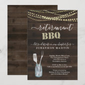 Retirement BBQ Party Invitation - Rustic Wood | Zazzle
