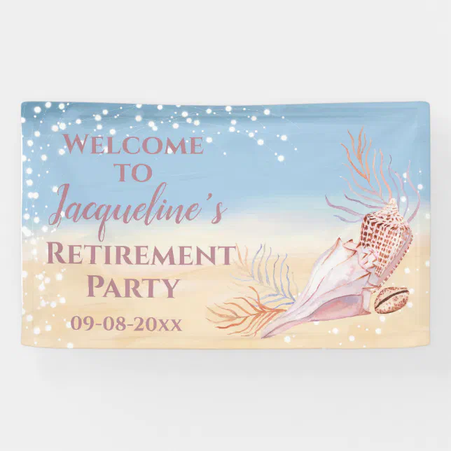 Retirement Beach Coastal Party Welcome Banner | Zazzle
