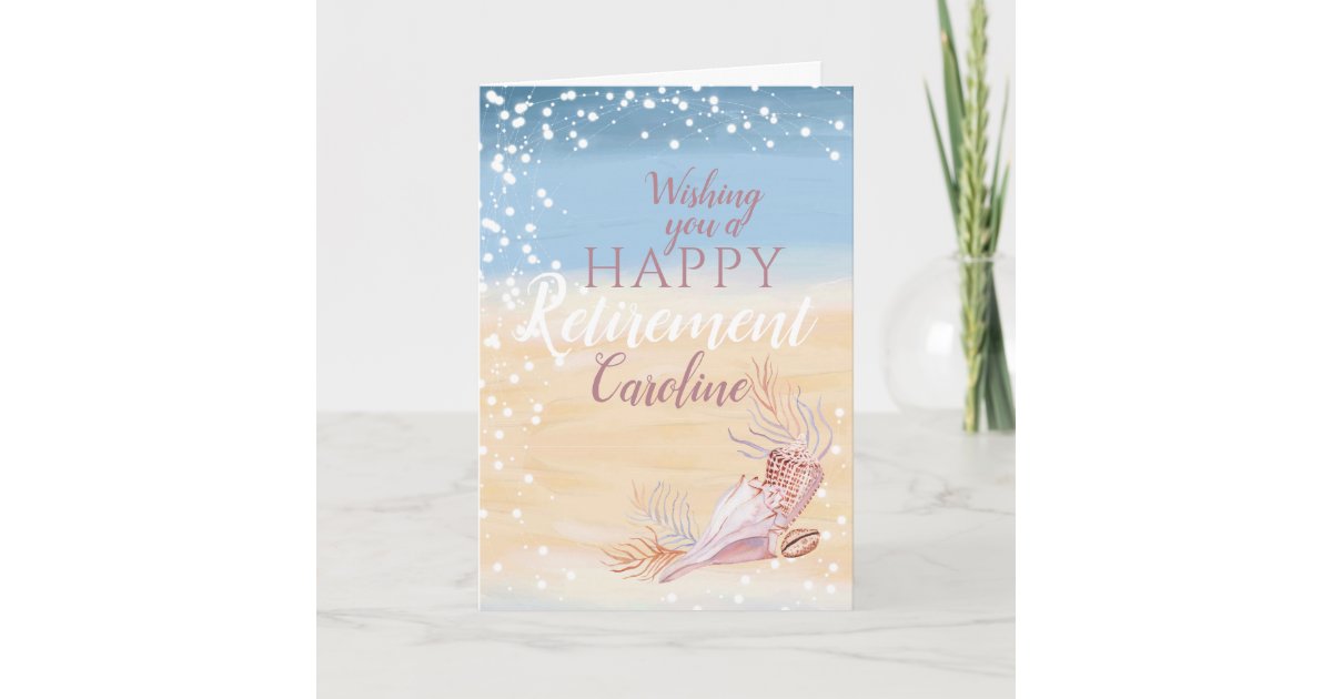 Retirement Beach Coastal Seashell Card | Zazzle