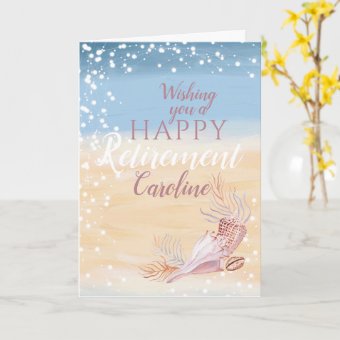 Retirement Beach Coastal Seashell Card | Zazzle